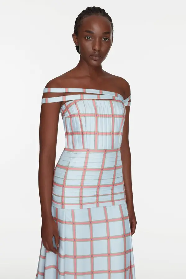 EMILIA WICKSTEAD Estella Dress In Pink Check Silk Twill