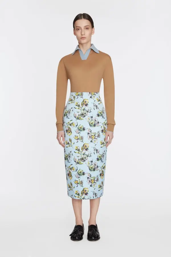 EMILIA WICKSTEAD James Knit Sweater With Baby Blue Collar