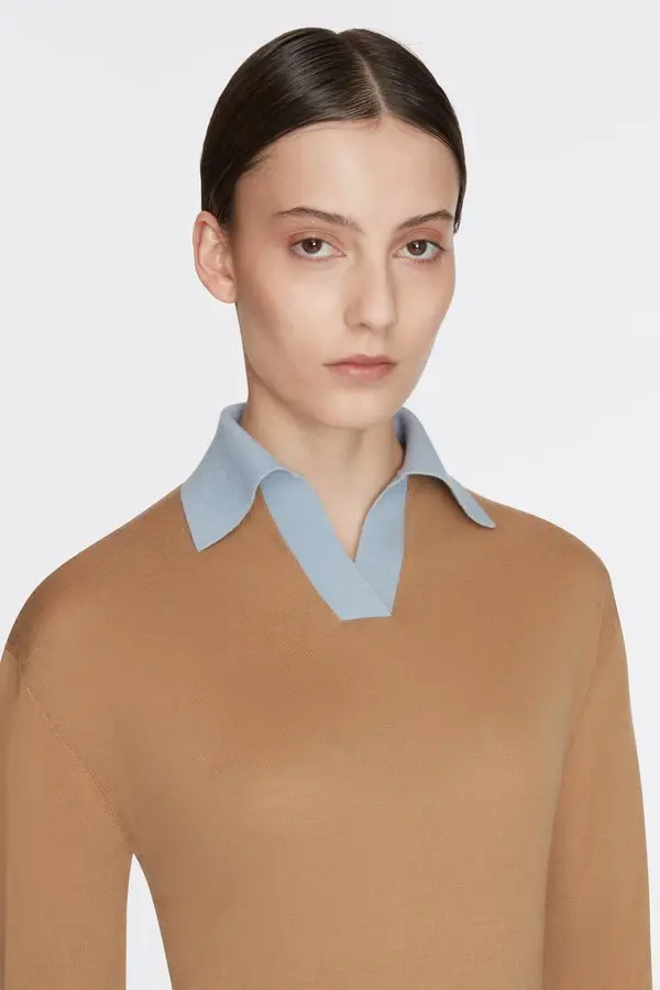EMILIA WICKSTEAD James Knit Sweater With Baby Blue Collar
