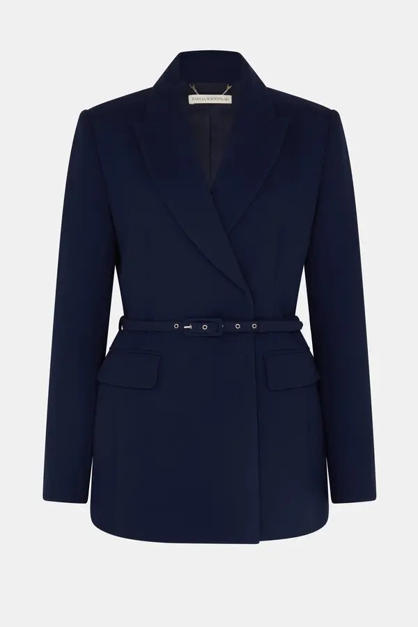 EMILIA WICKSTEAD Danya Jacket In Single Wool Crepe - Navy