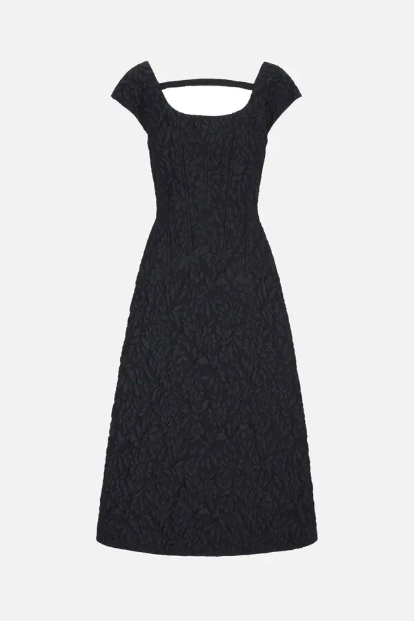 EMILIA WICKSTEAD Pesca Dress In Embossed Cloque - Black