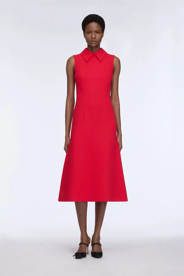 EMILIA WICKSTEAD Leontine Dress In Wool Crepe - Red