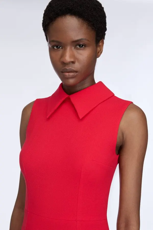 EMILIA WICKSTEAD Leontine Dress In Wool Crepe - Red