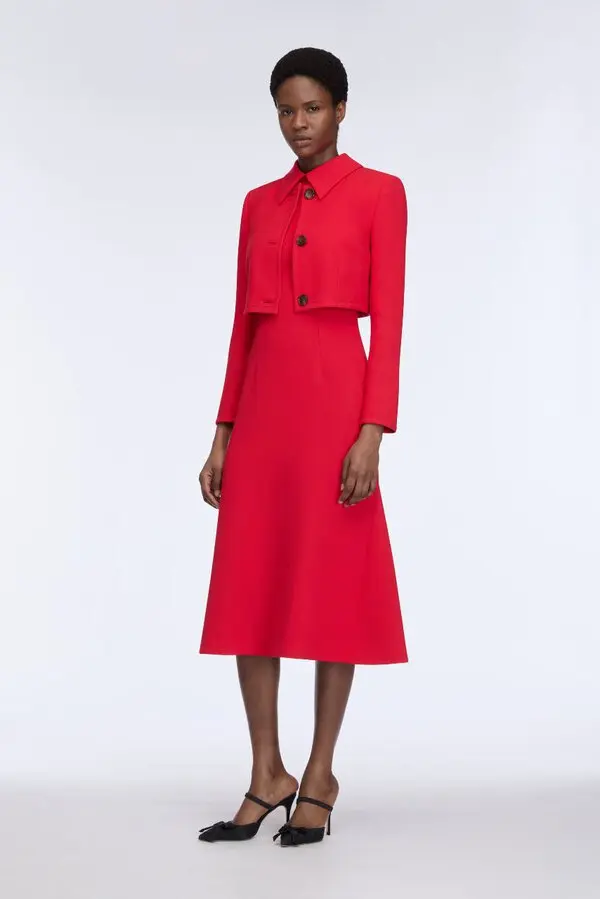EMILIA WICKSTEAD Leontine Dress In Wool Crepe - Red