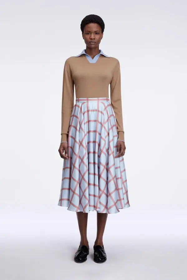 EMILIA WICKSTEAD Karima Silk Twill Midi Skirt - Blue