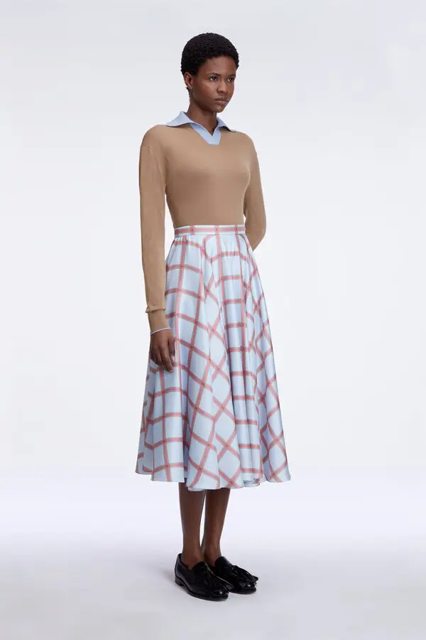 EMILIA WICKSTEAD Karima Silk Twill Midi Skirt - Blue