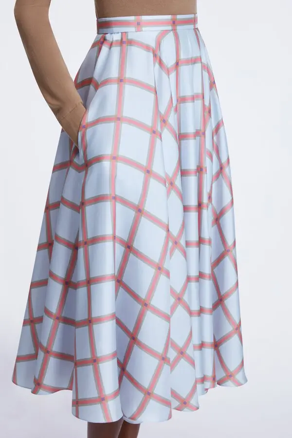 EMILIA WICKSTEAD Karima Silk Twill Midi Skirt - Blue