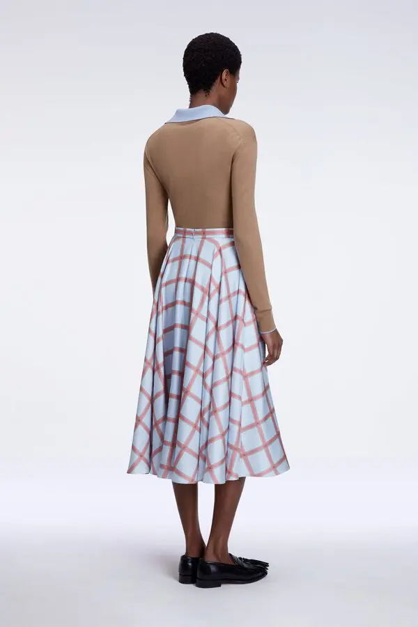 EMILIA WICKSTEAD Karima Silk Twill Midi Skirt - Blue