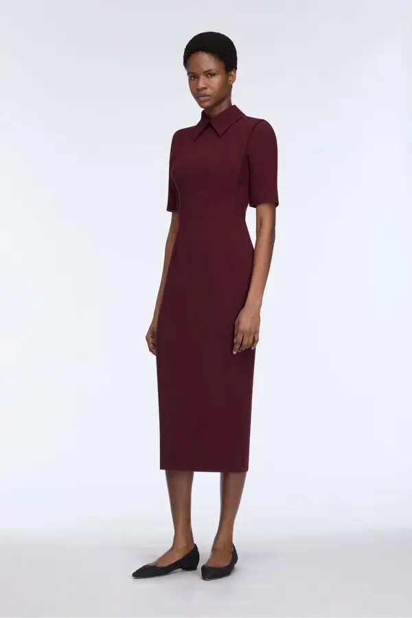 EMILIA WICKSTEAD Valletta Dress In Single Wool Crepe - Plum