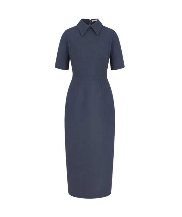 EMILIA WICKSTEAD Valletta Midi Dress In Summer Wool - Charcoal