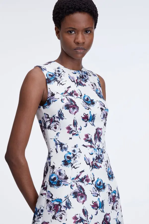 EMILIA WICKSTEAD Floral Print Genzianella Sateen Rumi Dress - Blue