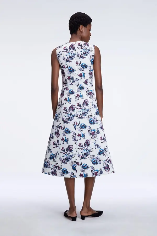 EMILIA WICKSTEAD Floral Print Genzianella Sateen Rumi Dress - Blue