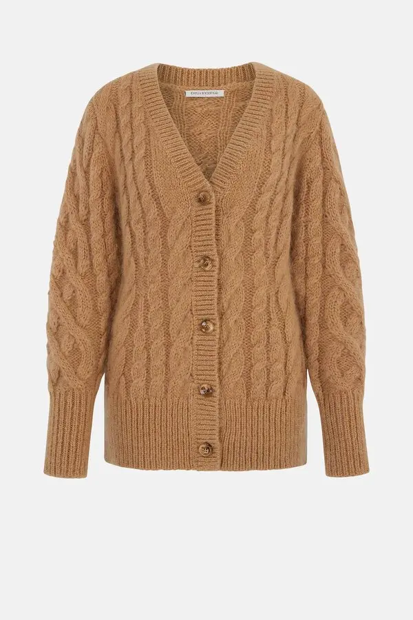 EMILIA WICKSTEAD Ross Cardigan In Beige Mohair - Brown