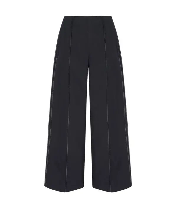 EMILIA WICKSTEAD Tailored Straight Leg Cropped Trousers - Black