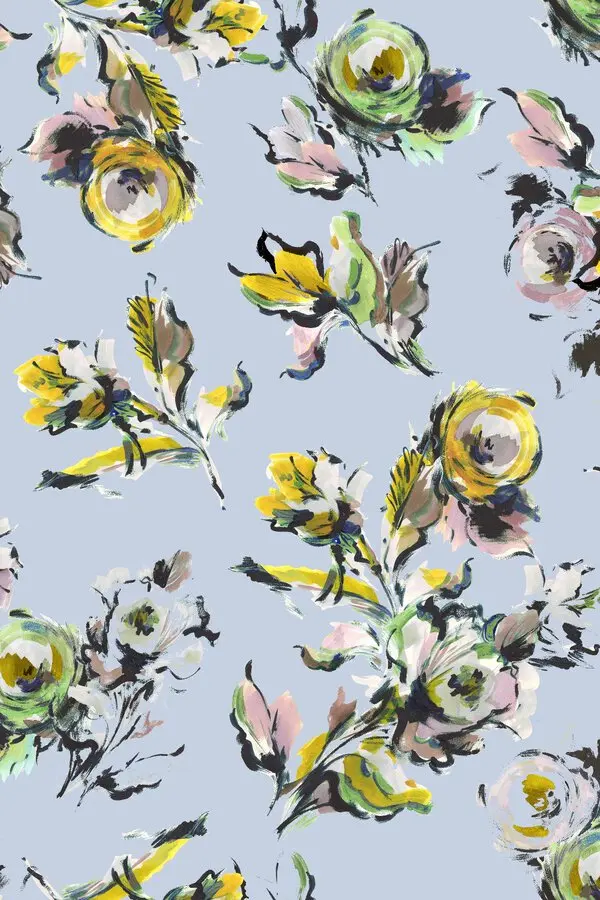 EMILIA WICKSTEAD Lizette Cropped Jacket Blue Floral Print - Yellow