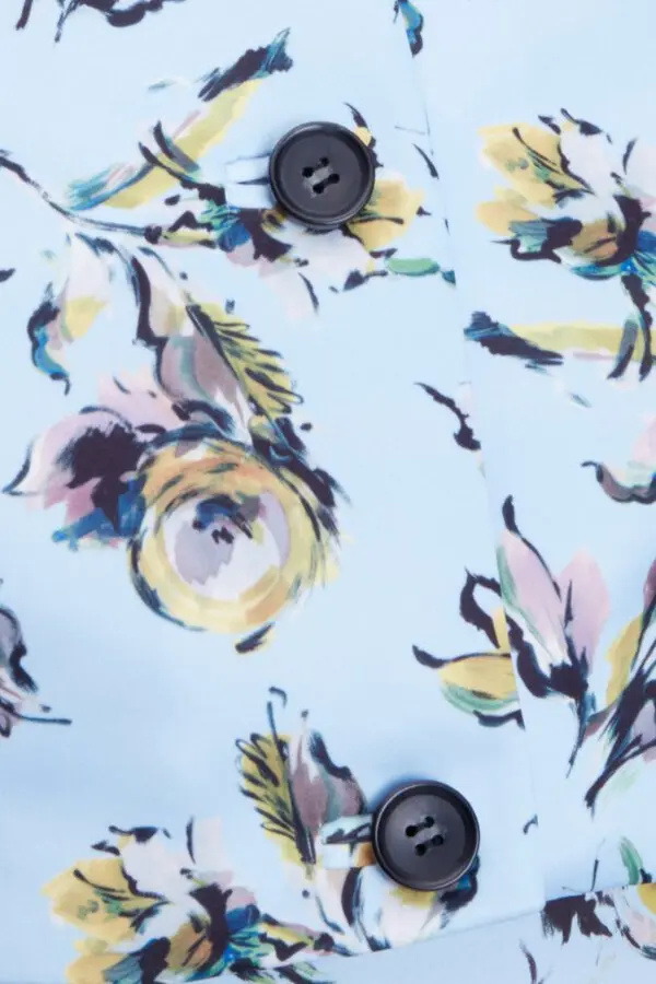 EMILIA WICKSTEAD Lizette Cropped Jacket Blue Floral Print - Yellow