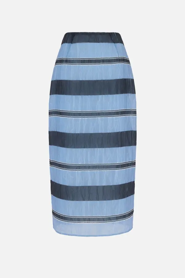EMILIA WICKSTEAD Priya Skirt Striped Textured Organza - Blue
