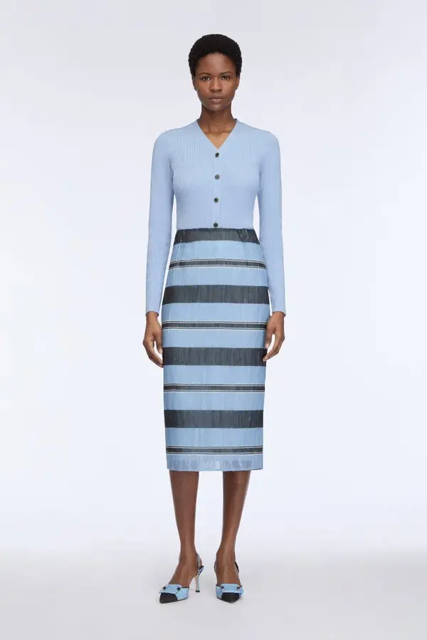 EMILIA WICKSTEAD Priya Skirt Striped Textured Organza