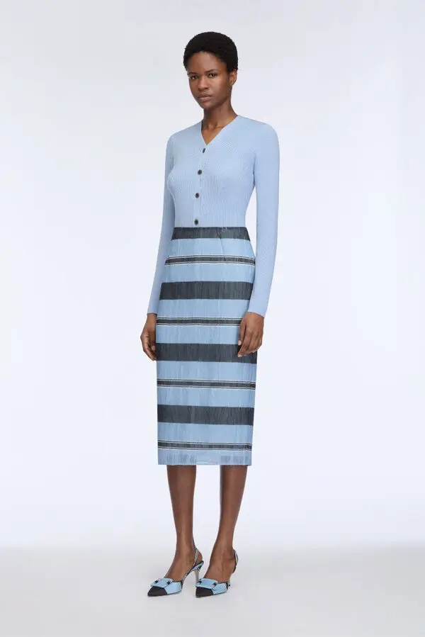 EMILIA WICKSTEAD Priya Skirt Striped Textured Organza
