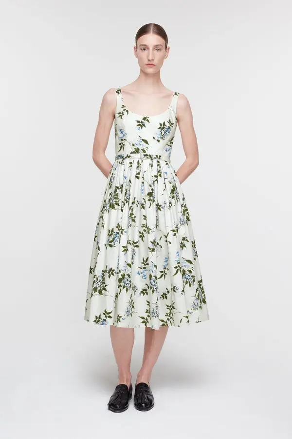 EMILIA WICKSTEAD Eglantine Dress With Lilac Lilies & Cherry Print - White