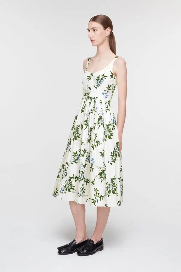 EMILIA WICKSTEAD Eglantine Dress With Lilac Lilies & Cherry Print - White