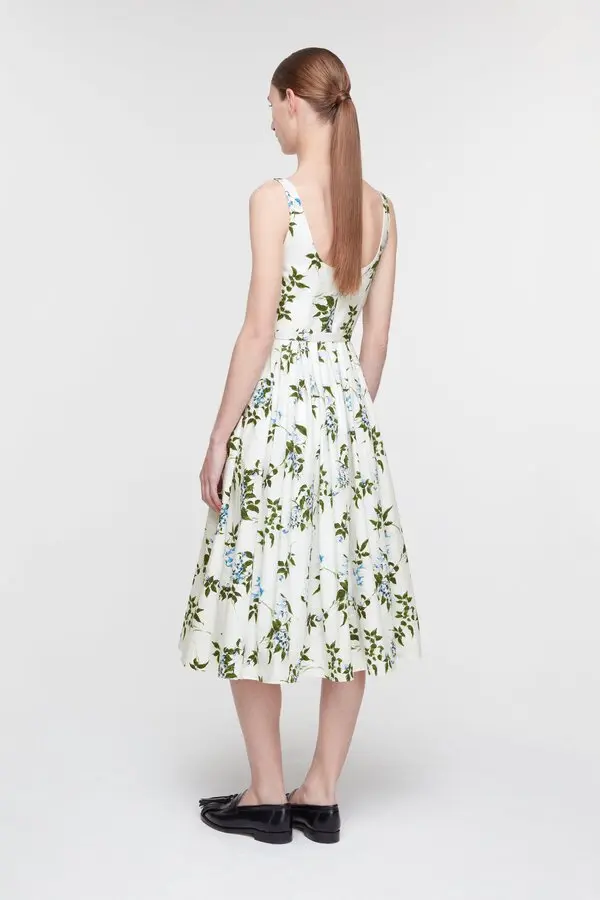 EMILIA WICKSTEAD Eglantine Dress With Lilac Lilies & Cherry Print - White
