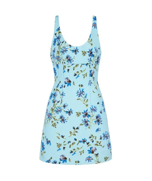 EMILIA WICKSTEAD Floral Print Taffeta Faille Dress - Blue