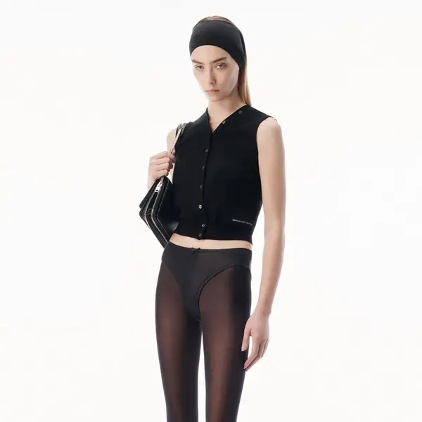 Alexander Wang Continuous Placket Tank Top Cardigan - Black