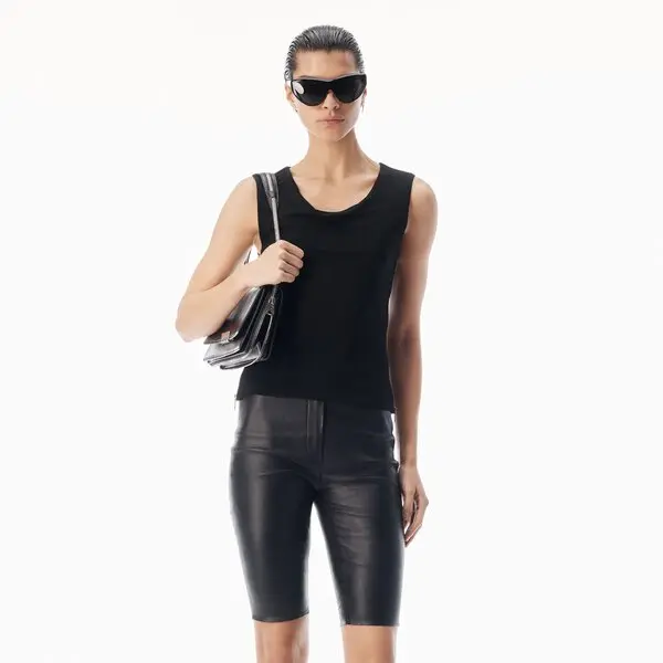 Alexander Wang Zipper Detail Cowl Neck Tank - Black