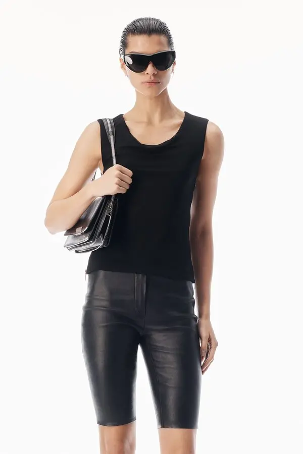Alexander Wang Zipper Detail Cowl Neck Tank - Black