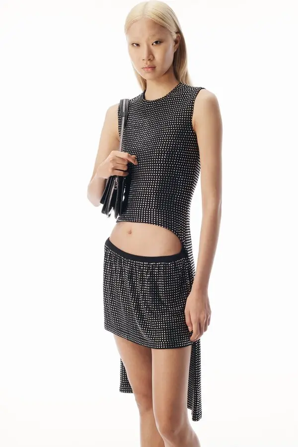 Alexander Wang Crystal Hotfix Mid-rise Mini Skort