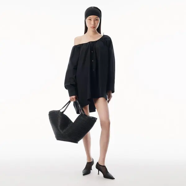 Alexander Wang Bungee Scoop Neck Mini Shirt Dress - Black