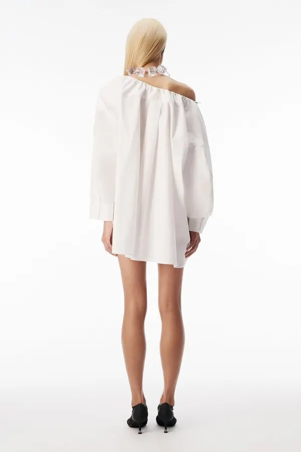 Alexander Wang Bungee Scoop Neck Mini Shirt Dress - White
