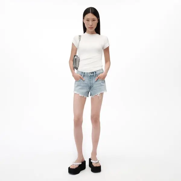 Alexander Wang Crystal Logo Pocket Relaxed Short - Light Bleach