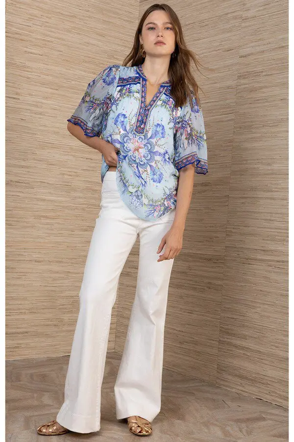 Hale Bob Liam Chiffon Top - Blue