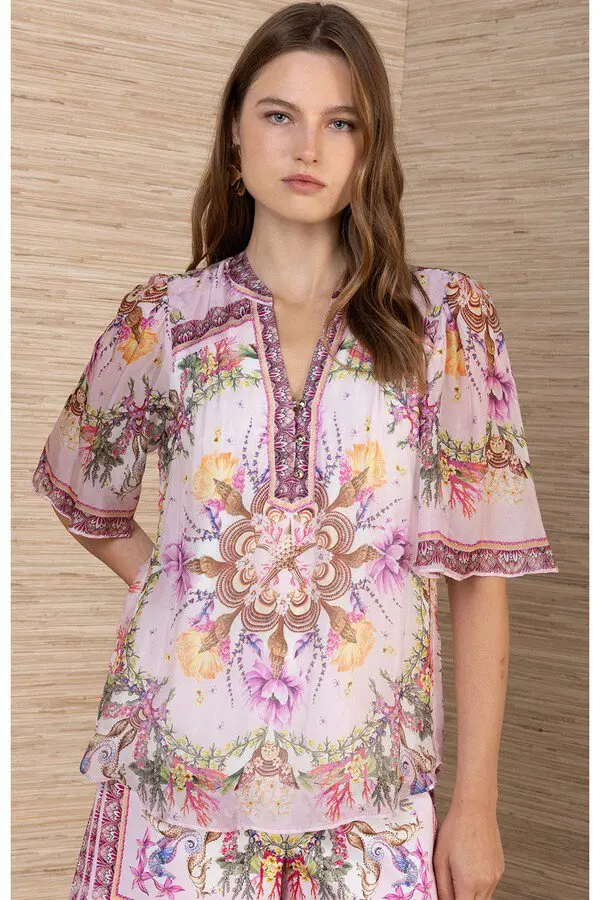 Hale Bob Liam Chiffon Top - Pink