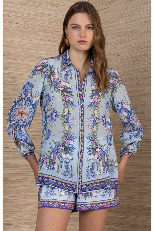 Hale Bob Dana Silk Top - Blue