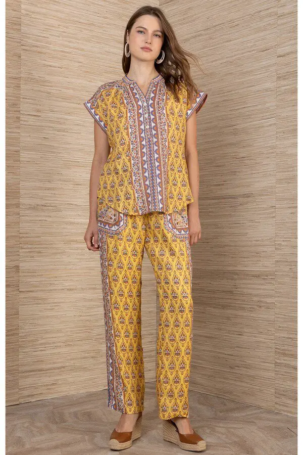 Hale Bob Nelly Linen Top - Yellow