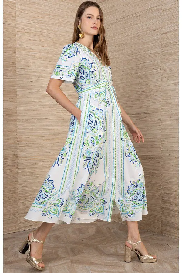 Hale Bob Mona Poplin Midi Dress - Blue