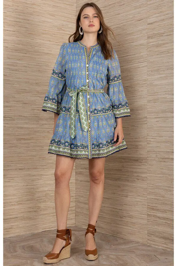 Hale Bob Idalia Pintuck Dress - Blue