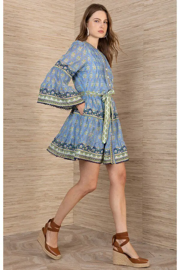 Hale Bob Idalia Pintuck Dress - Blue