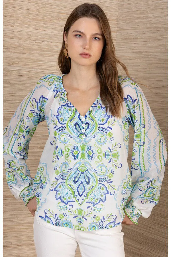 Hale Bob Verona Voile Top - Blue