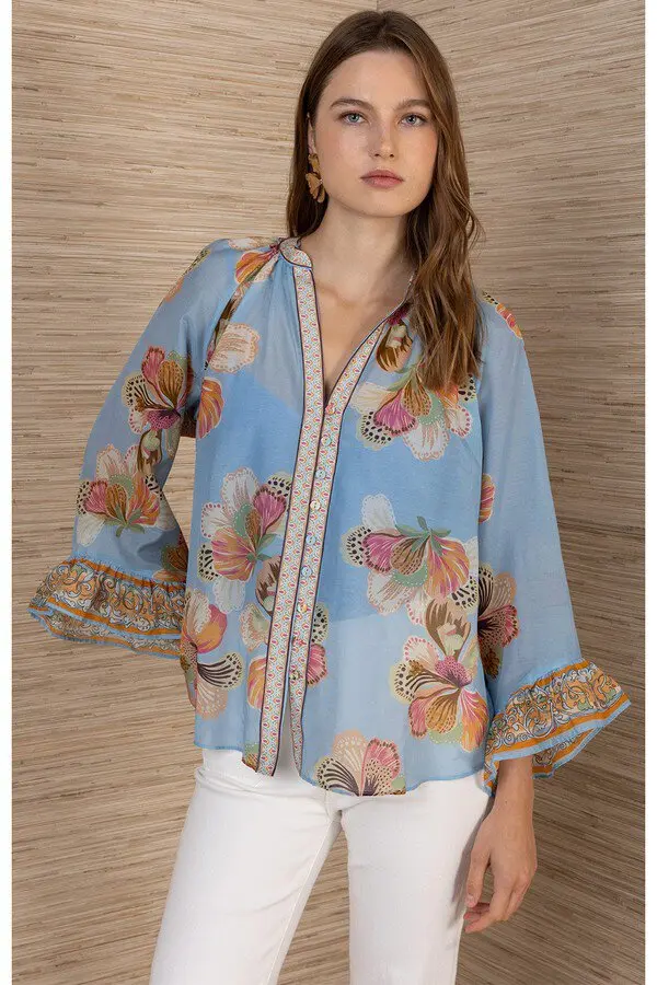 Hale Bob Aura Voile Top - Blue