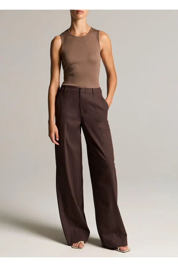 Vince Mid-rise Paneled Stretch-cotton Pant - Gray