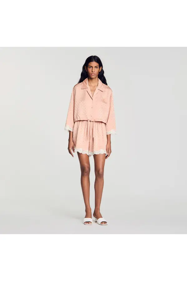 Sandro Shirt Embellished With Rhinestones - Neutral