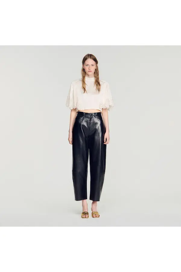Sandro Satin Cape-effect Crop Top
