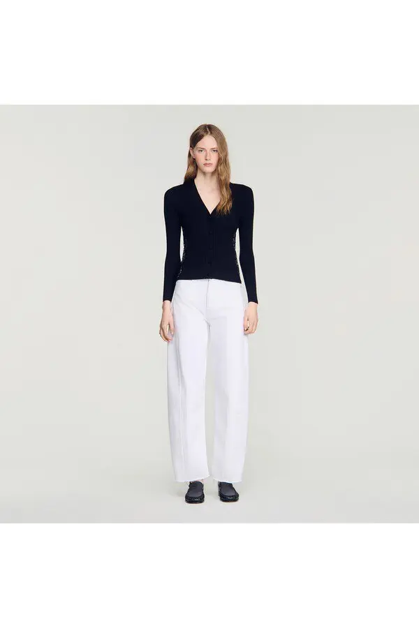 Sandro Cardigan With Lace Panel