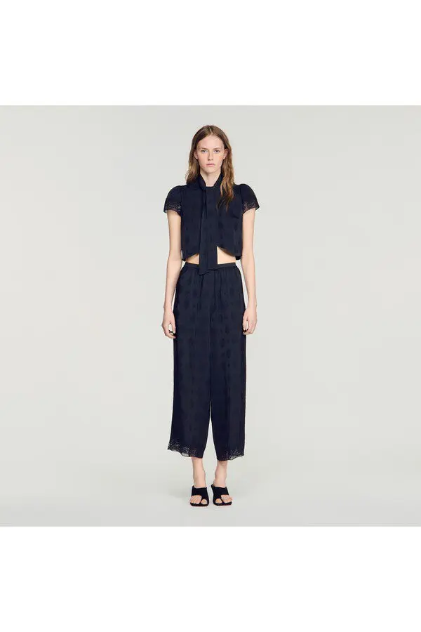 Sandro Fluid Paisley Jacquard Trousers