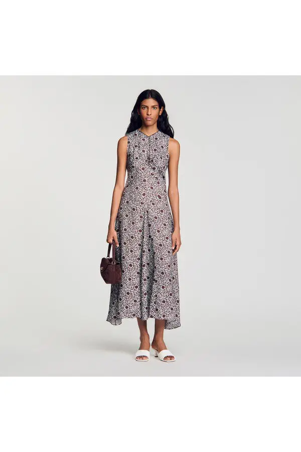 Sandro Daisy Print Midi Dress