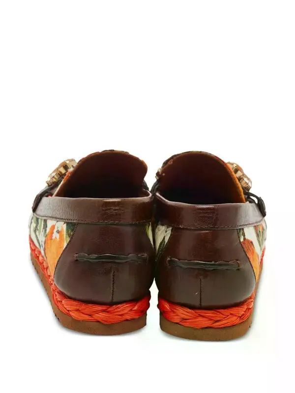 Dolce & Gabbana Crystal-embellished Brocade Loafers